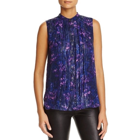 T Tahari | Tops | T Tahari Elegant Sleeveless Pleat Front Blouse Xl ...